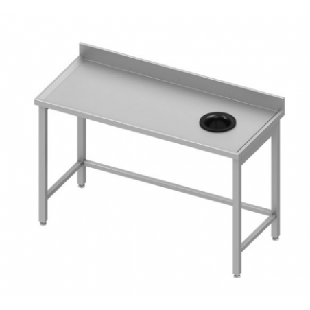 Table inox avec trou vide ordures
