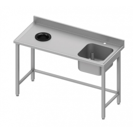 Table Inox avec trou vide ordures + bac