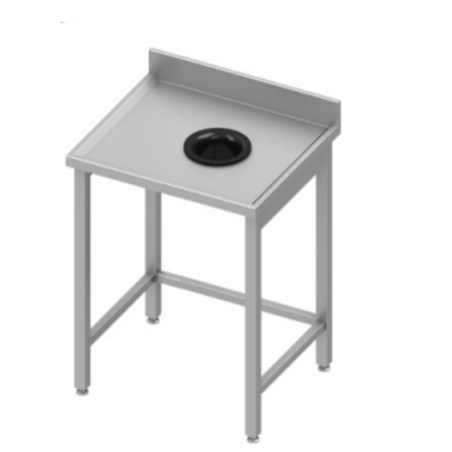 Table inox avec trou vide ordures