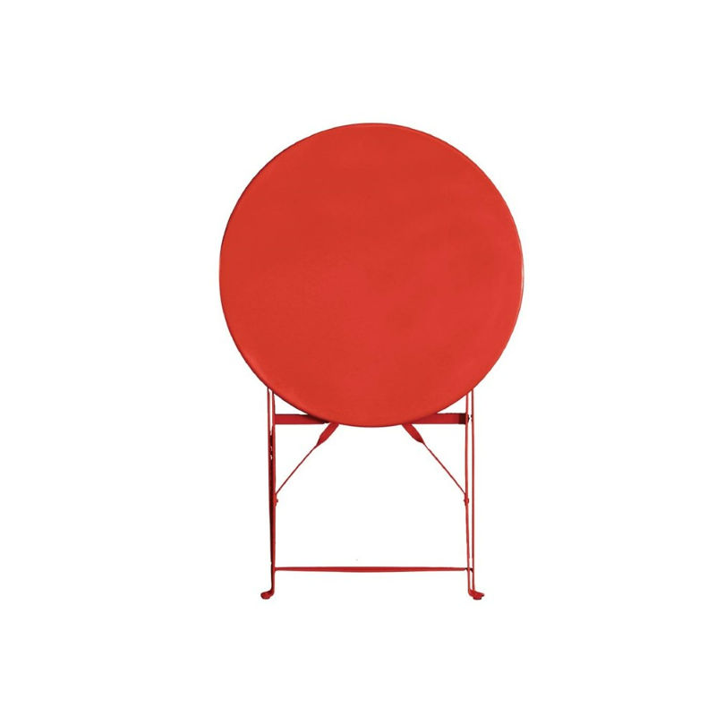 Table pliable ronde acier rouge
